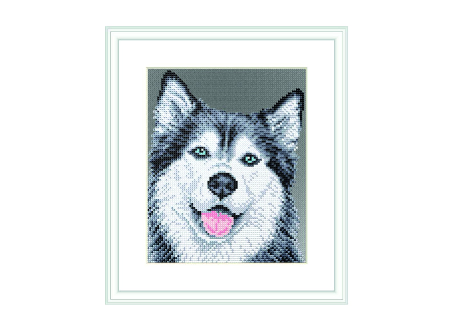 Siberian Husky Cute Cross Stitch Pattern / Dog Portrait / Instant ...