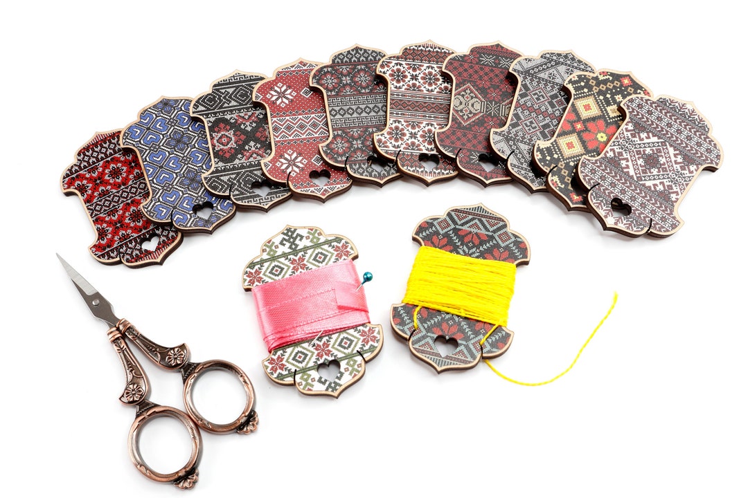 Ukrainian Patterns 12 Bobbins for Thread Floss and Ribbons - Etsy