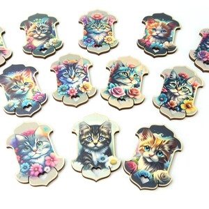 Wooden Spools for Thread and Ribbons / Kittens in Flowers - Etsy