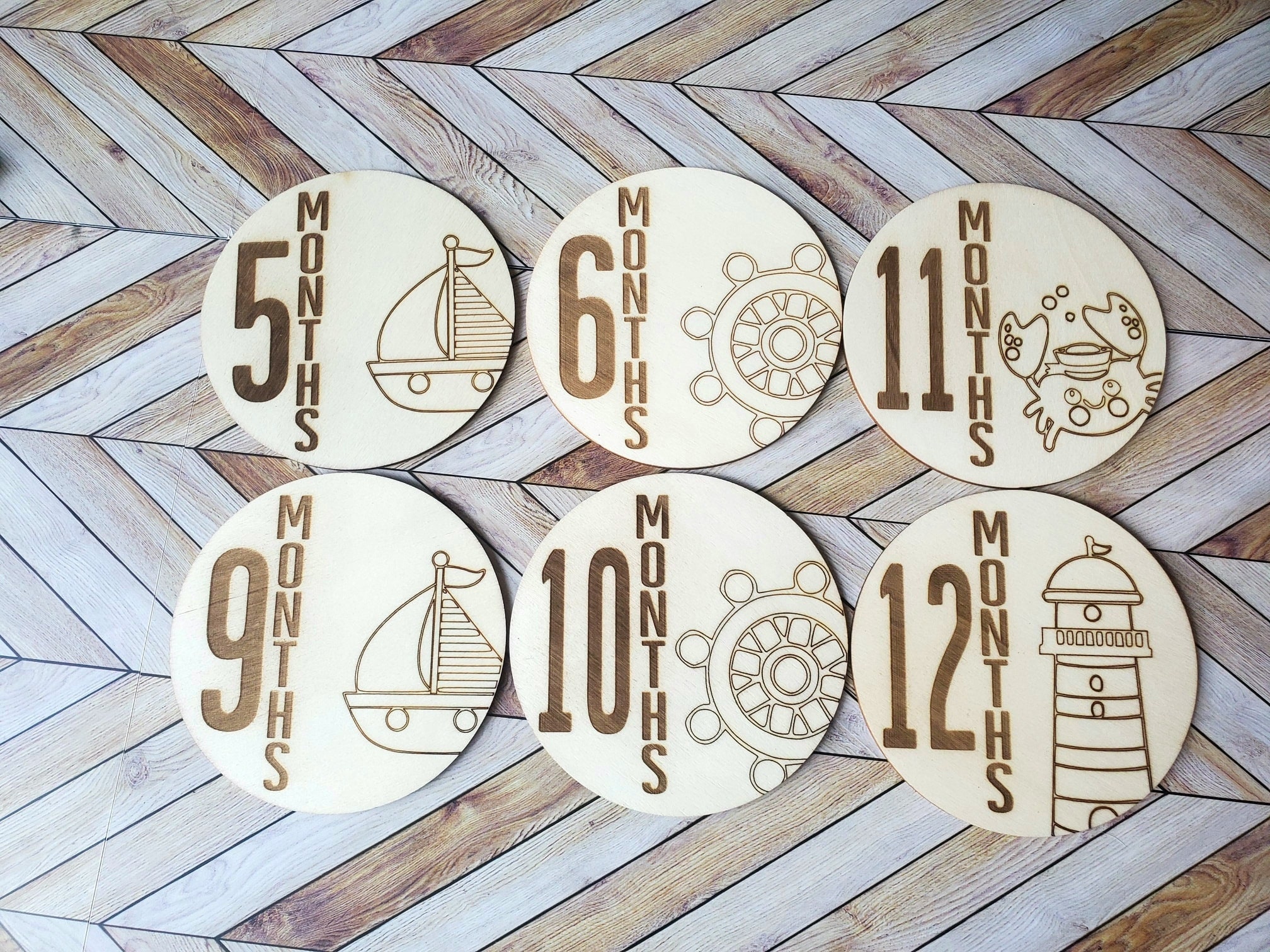 Nautical Theme Monthly Markers || SVG Digital File || Omtech ...