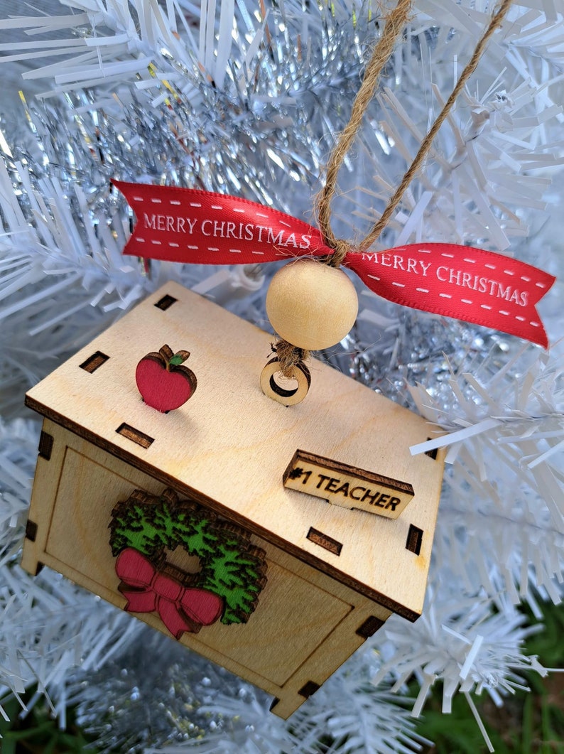 Christmas Teacher Desk Ornament SVG || Omtech || Laser File || Digital ...