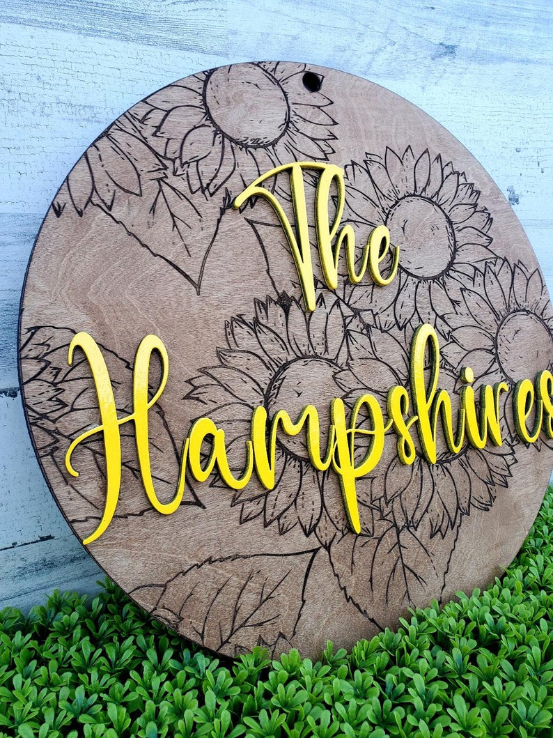 Personalized Sunflower Door Sign - Etsy