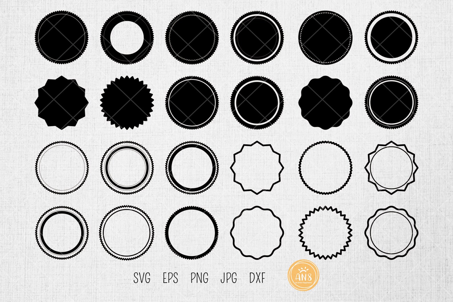 24 Forme ronde SVG, bannière SVG, badges SVG, étiquettes découpées ...