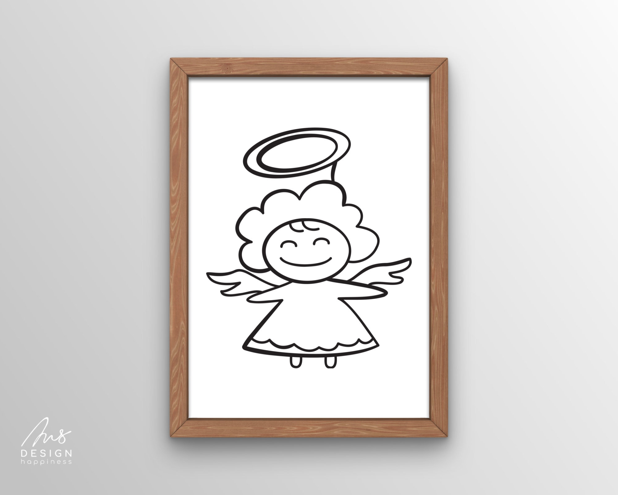 Hand Drawn Cute Angels SVG, Doodle Coloring for Kids Svg, Nursery Clip ...