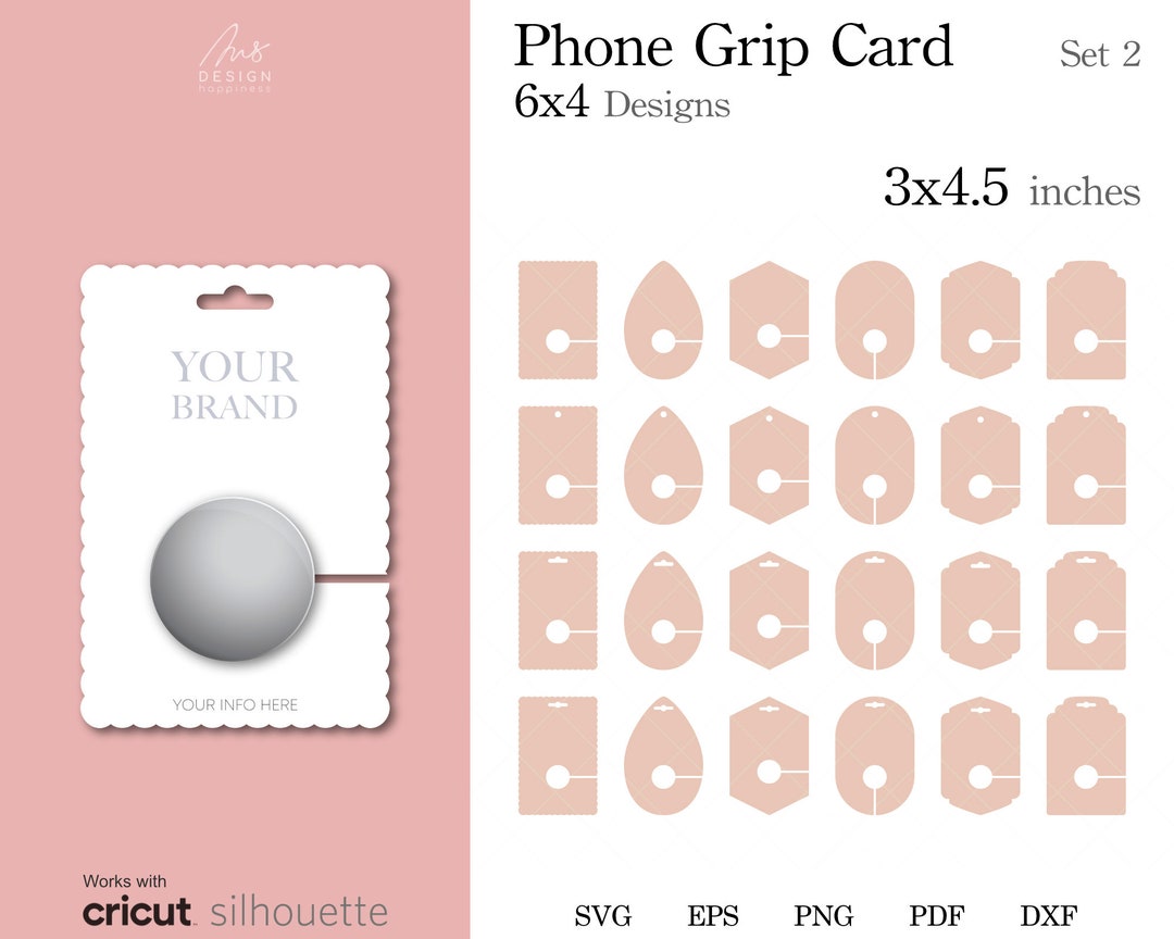 24 Phone Grip Display Card Template SVG, Phone Grip Packaging Template ...