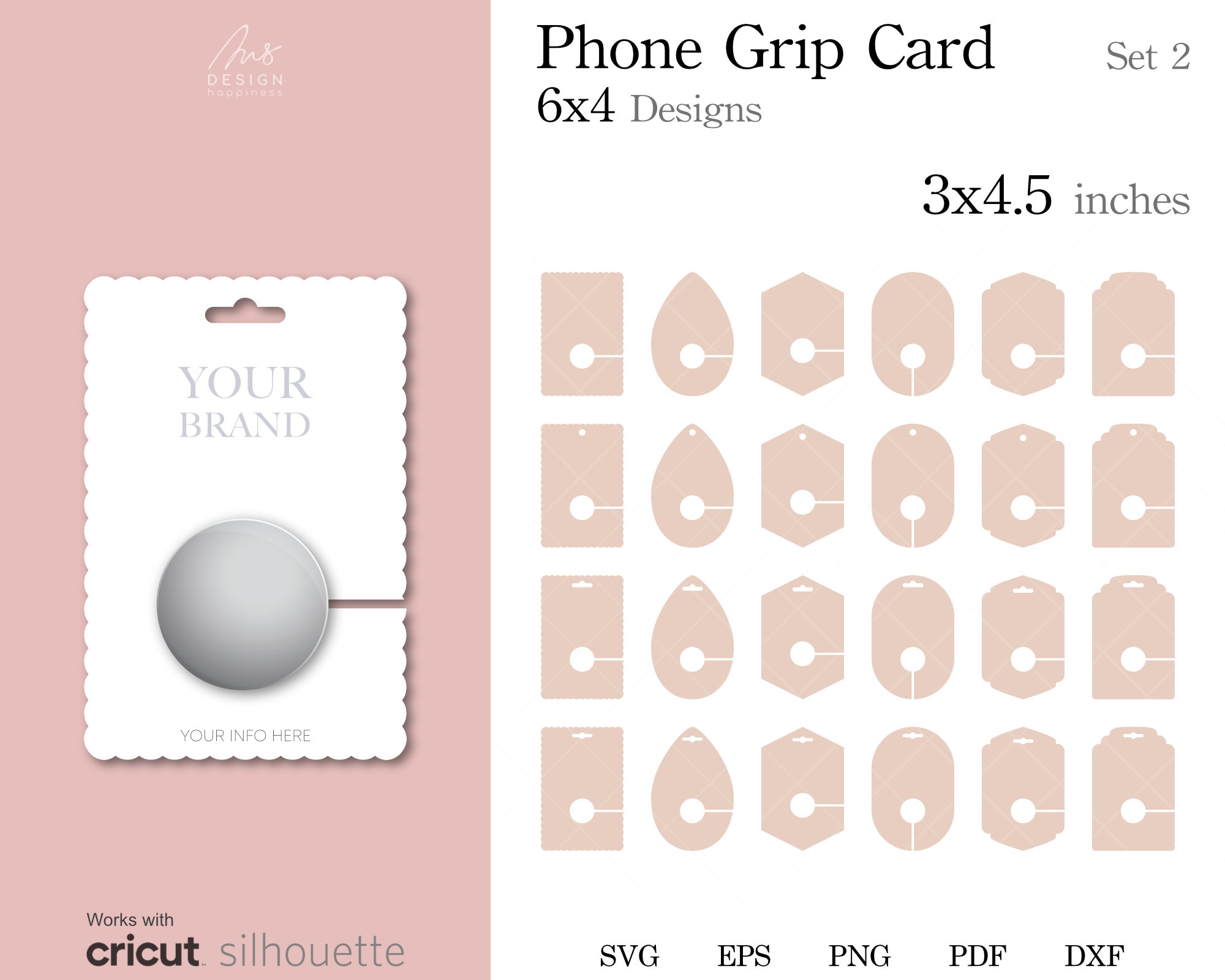 24 Phone Grip Display Card Template SVG Phone Grip Packaging - Etsy