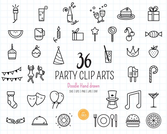 Party Line Icon SVG Doodle Party Line Art Svg DXF PNG Eps | Etsy