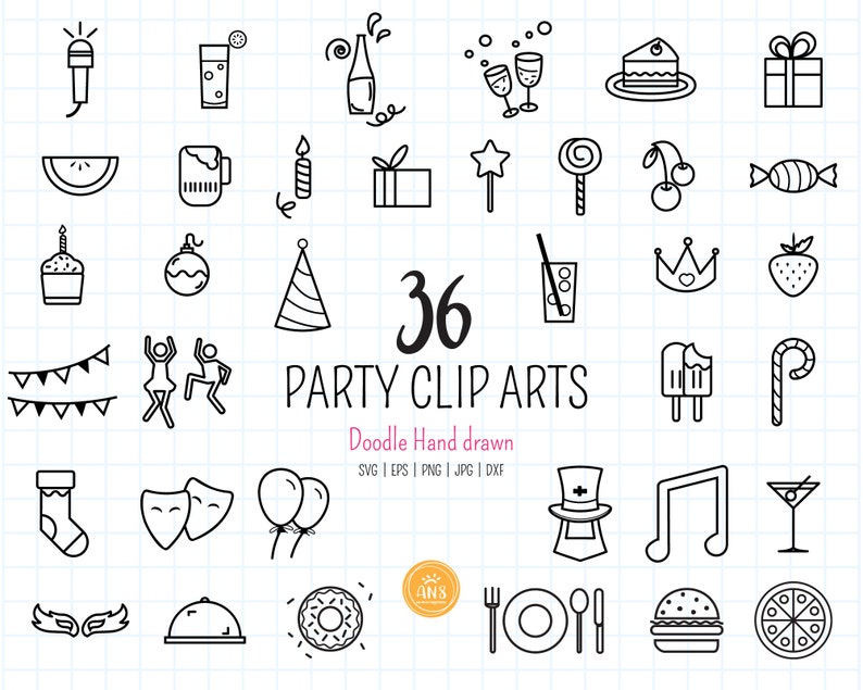 Party Line Icon SVG, Doodle Party Line Art Svg DXF PNG Eps Files for ...
