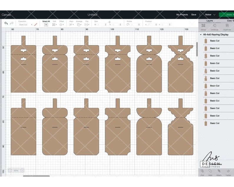 Keyring Display Card Holder Template SVG, 2x6 Designs Keychain Card 4x6 ...