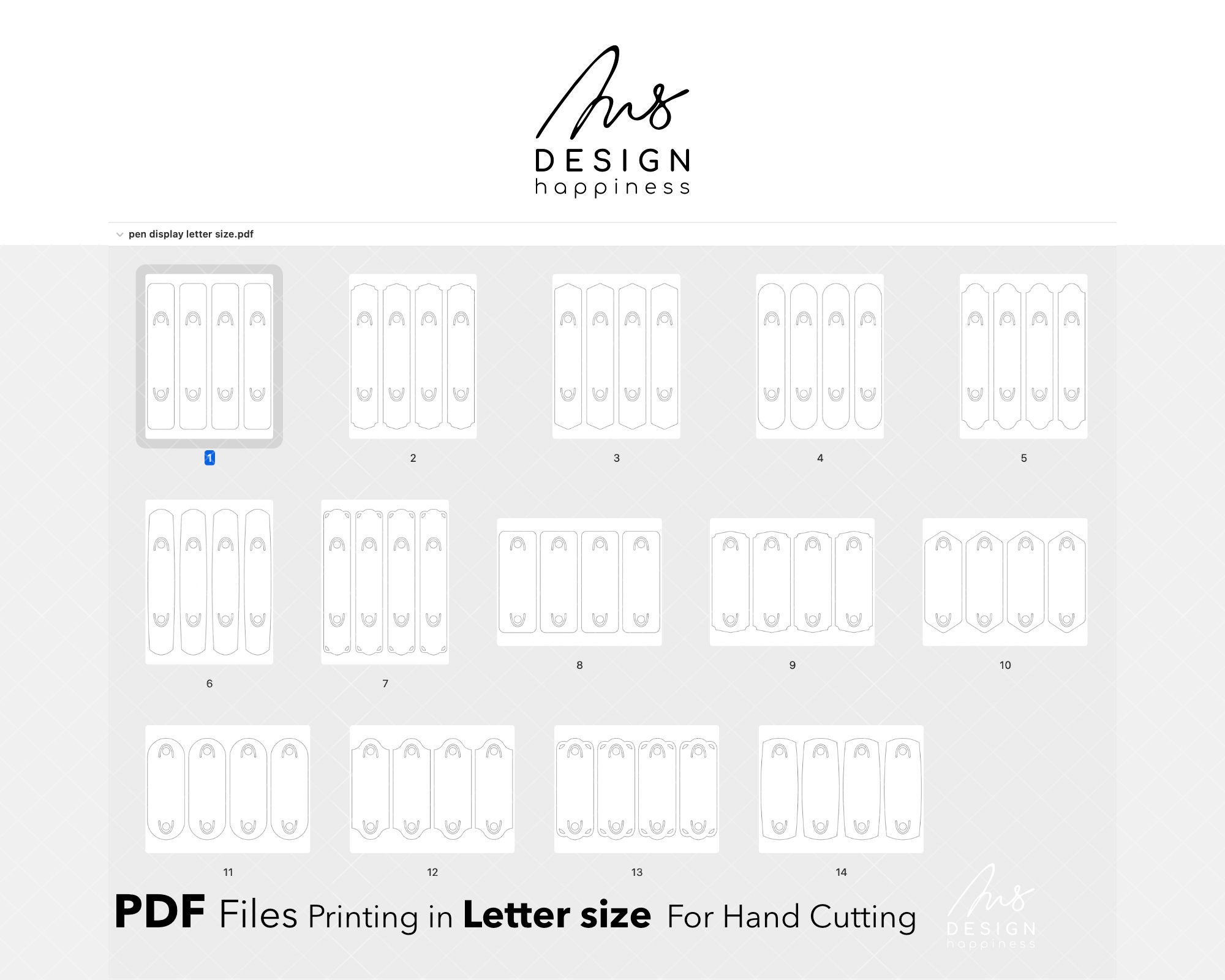 Epoxy Glitter Pen Display Card Template SVG, 14 Designs SVG, 1.8″x9.8 ...