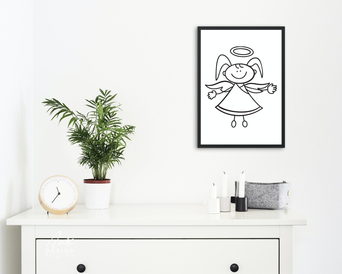 Hand drawn Cute Angels SVG Doodle coloring for kids svg | Etsy