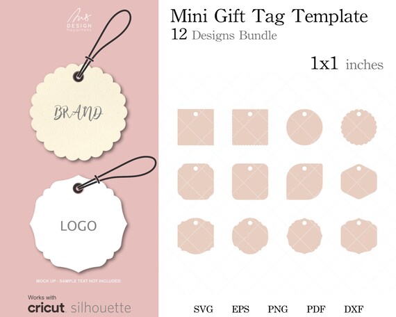Mini Gift Tag Templates SVG 12 Designs of 1 X 1 Inch Gift | Etsy