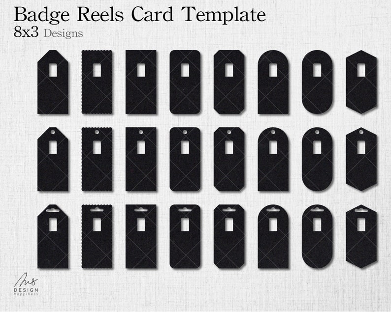 Badge Reel Display Card Template SVG, 8x3 Designs Badge Reel Display ...