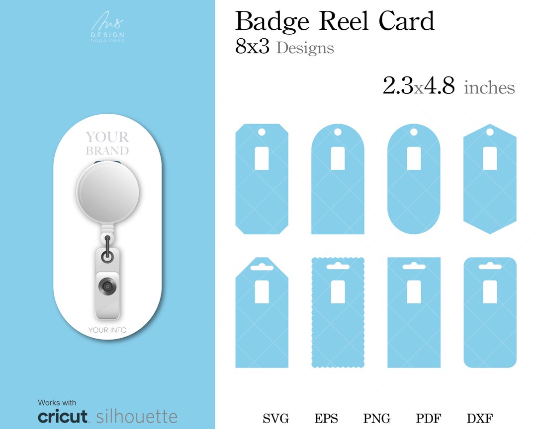 Badge Reel Display Card Template SVG, 8x3 Designs Badge Reel Display ...