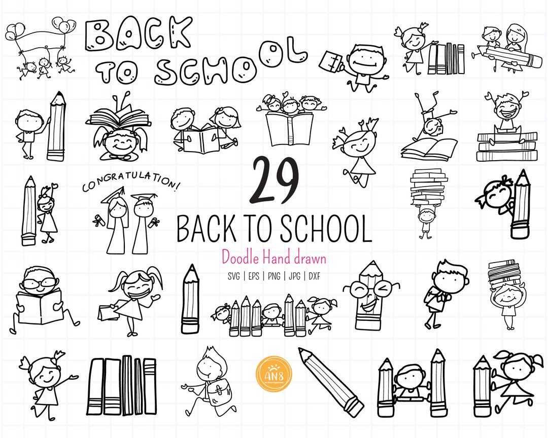 Doodle Back to School Kid SVG, Dxf, Preschool Gift Clipart, Student Cut ...