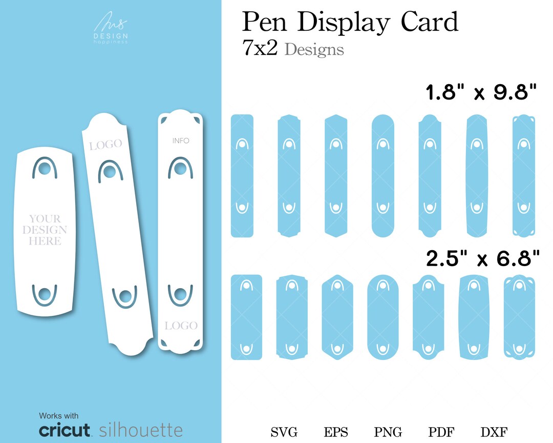 Epoxy Glitter Pen Display Card Template SVG, 14 Designs SVG, 1.8″x9.8 ...
