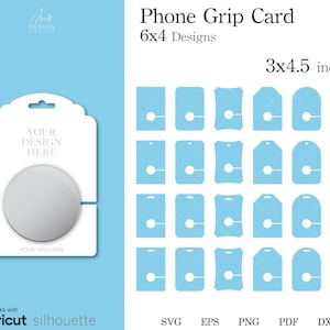 24 Phone Grip Display Card Template SVG, Phone Grip Packaging Template ...