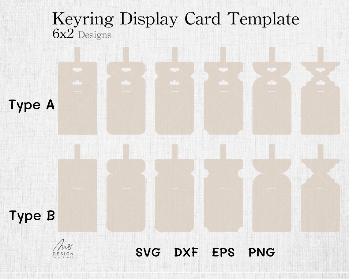 Keyring Display Card Holder Template SVG, 2x6 Designs Keychain Card 4x6 ...