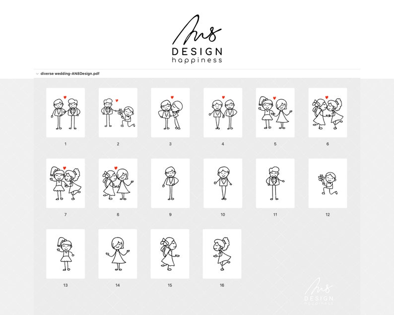 Pride SVG, Diverse Wedding Stick Figure SVG, Same-sex Marriage Clip Art ...