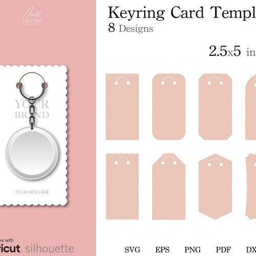 Keyring Display Card Holder Template SVG 2x8 Designs Keychain - Etsy