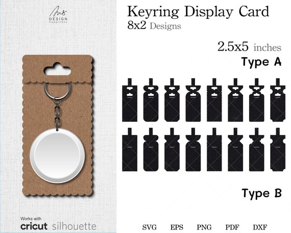 Keyring Display Card Holder Template SVG 2x8 Designs Keychain - Etsy Canada