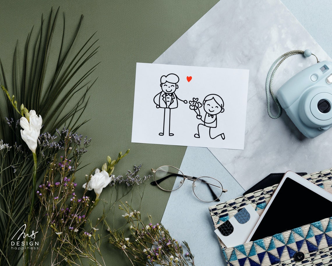 Pride SVG, Diverse Wedding Stick Figure SVG, Same-sex Marriage Clip Art ...