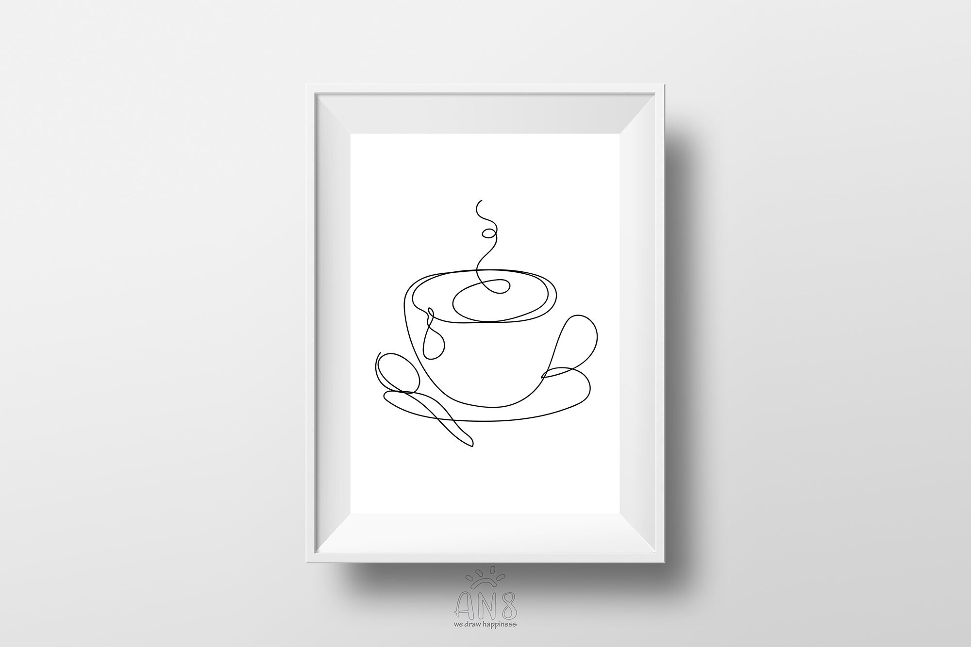 Minimal Tea Cup One Line Drawing. Tea Cup Printable Wall Art. JPG, SVG ...