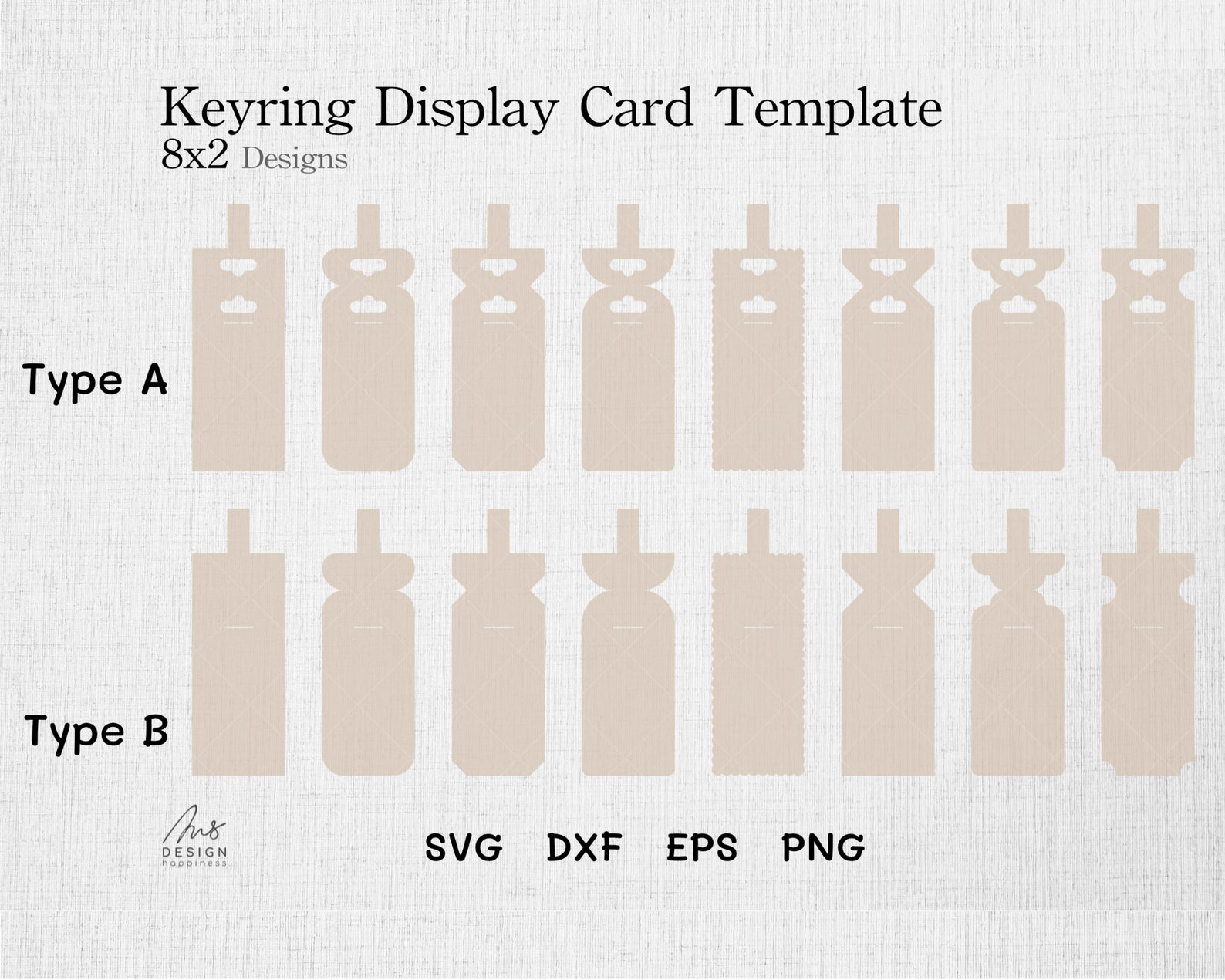 Keyring Display Card Holder Template SVG, 2x8 Designs Keychain Card 2 ...
