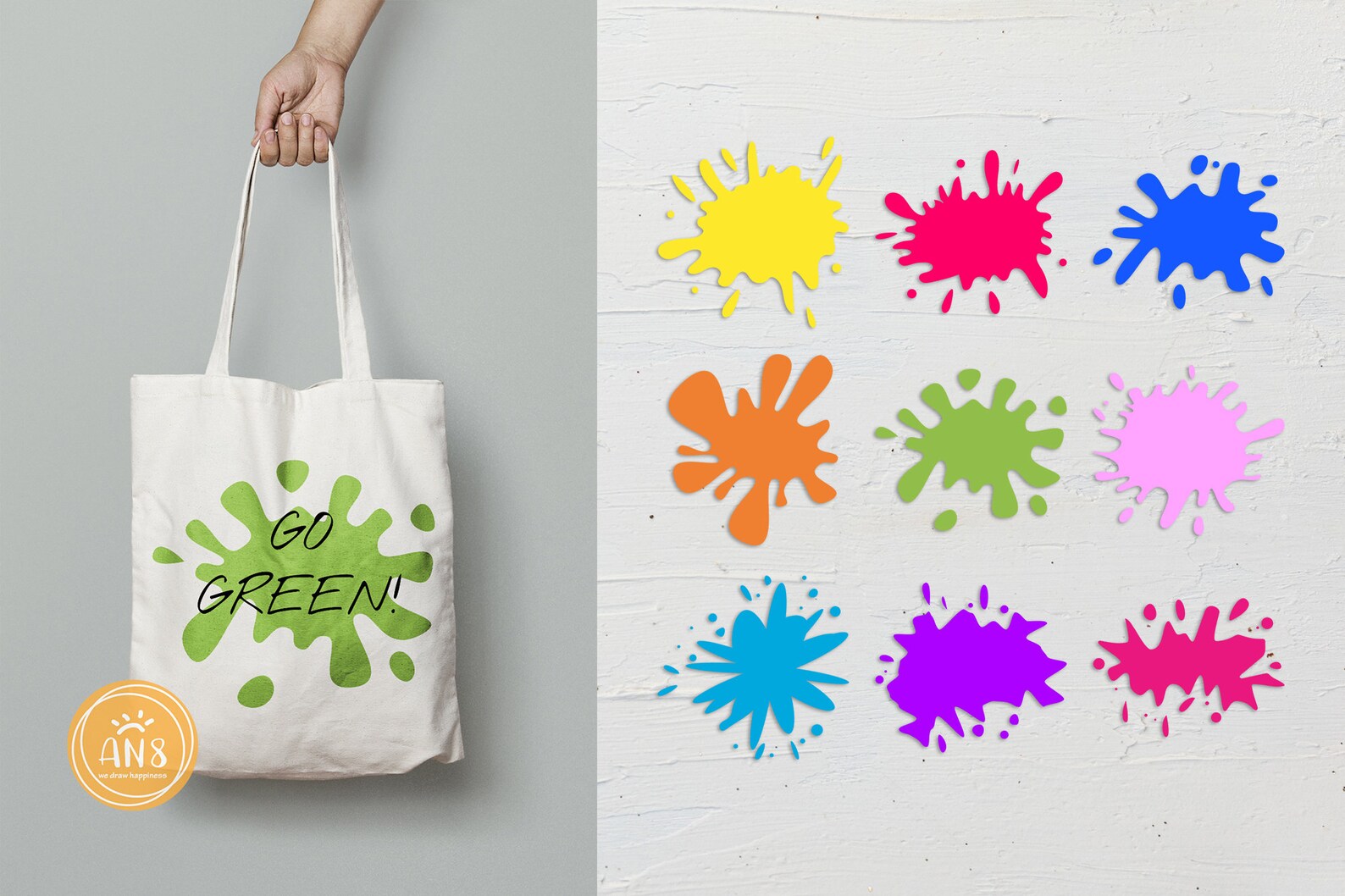 9 Color Splatter paint SVG Splatter clipart Splatter | Etsy