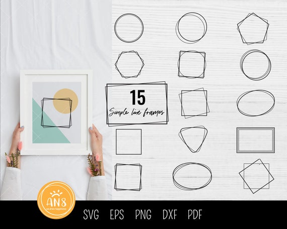15 Simple Line Art Frames SVG Clipart Digital Files Instant - Etsy