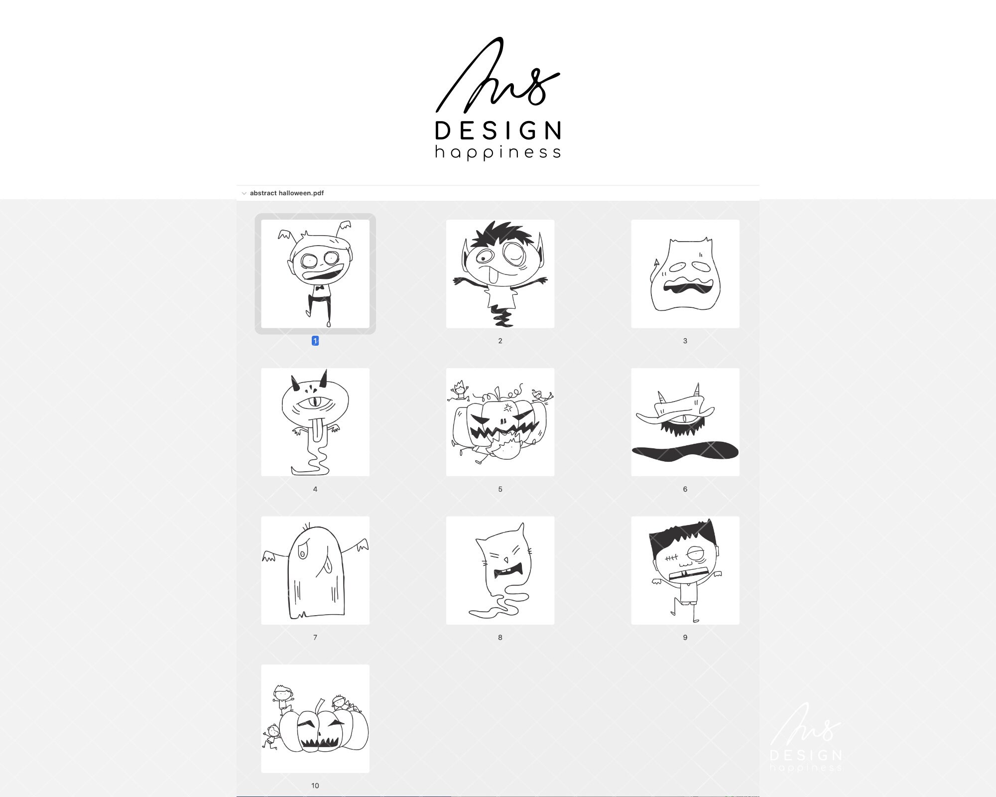 Funny Doodle Halloween Bundle SVG, Spooky Halloween Clipart, Monster ...