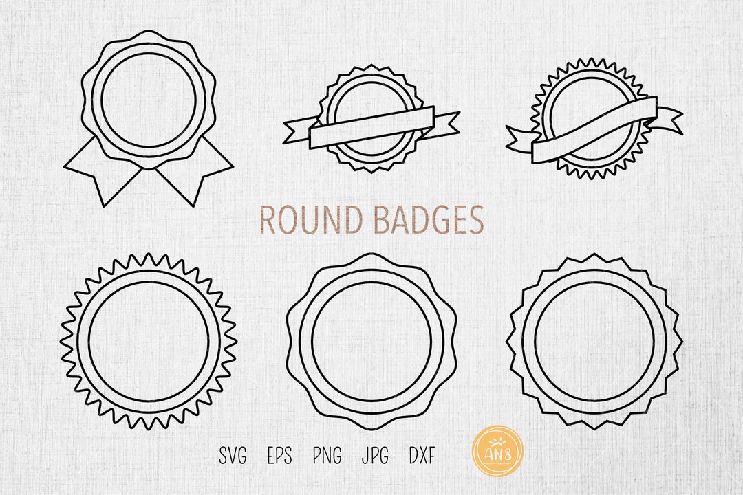6 Retro Blank Round Shaped SVG, Round Badges Svg, Round Banner Cut ...