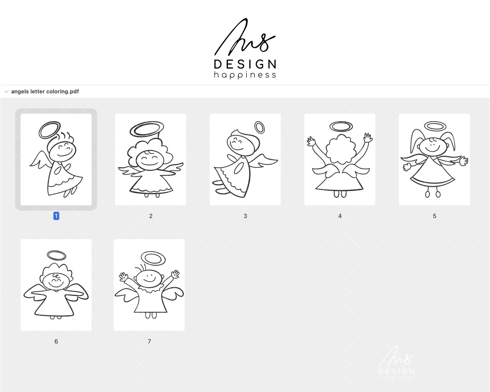 Hand Drawn Cute Angels SVG, Doodle Coloring for Kids Svg, Nursery Clip ...