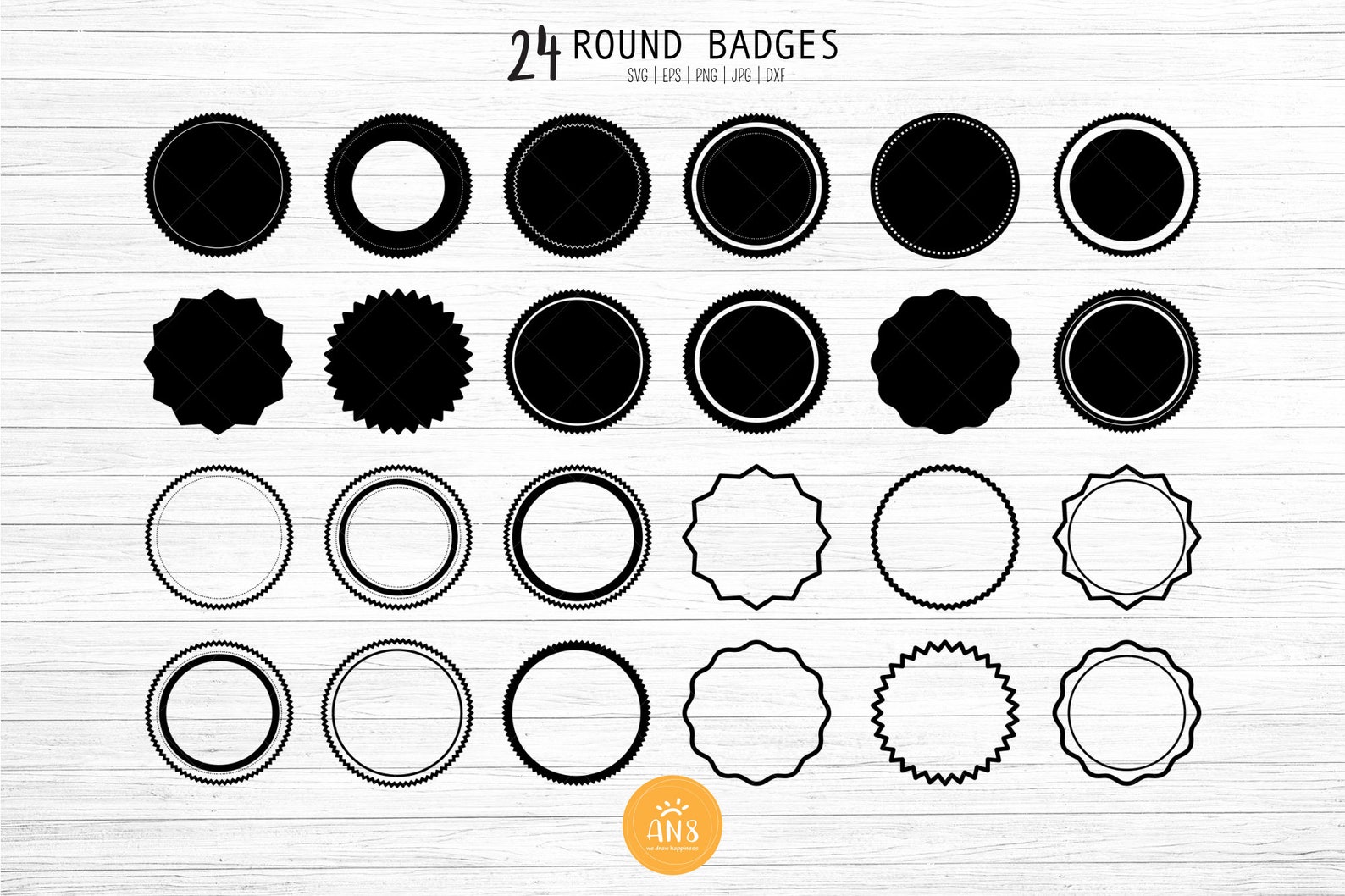 24 Round Shape SVG, Banner SVG, Badges SVG, Labels Cut Files ...