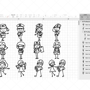 Hand Drawn Happy Profession Stick People SVG Bundle, Stick Kid SVG PNG ...