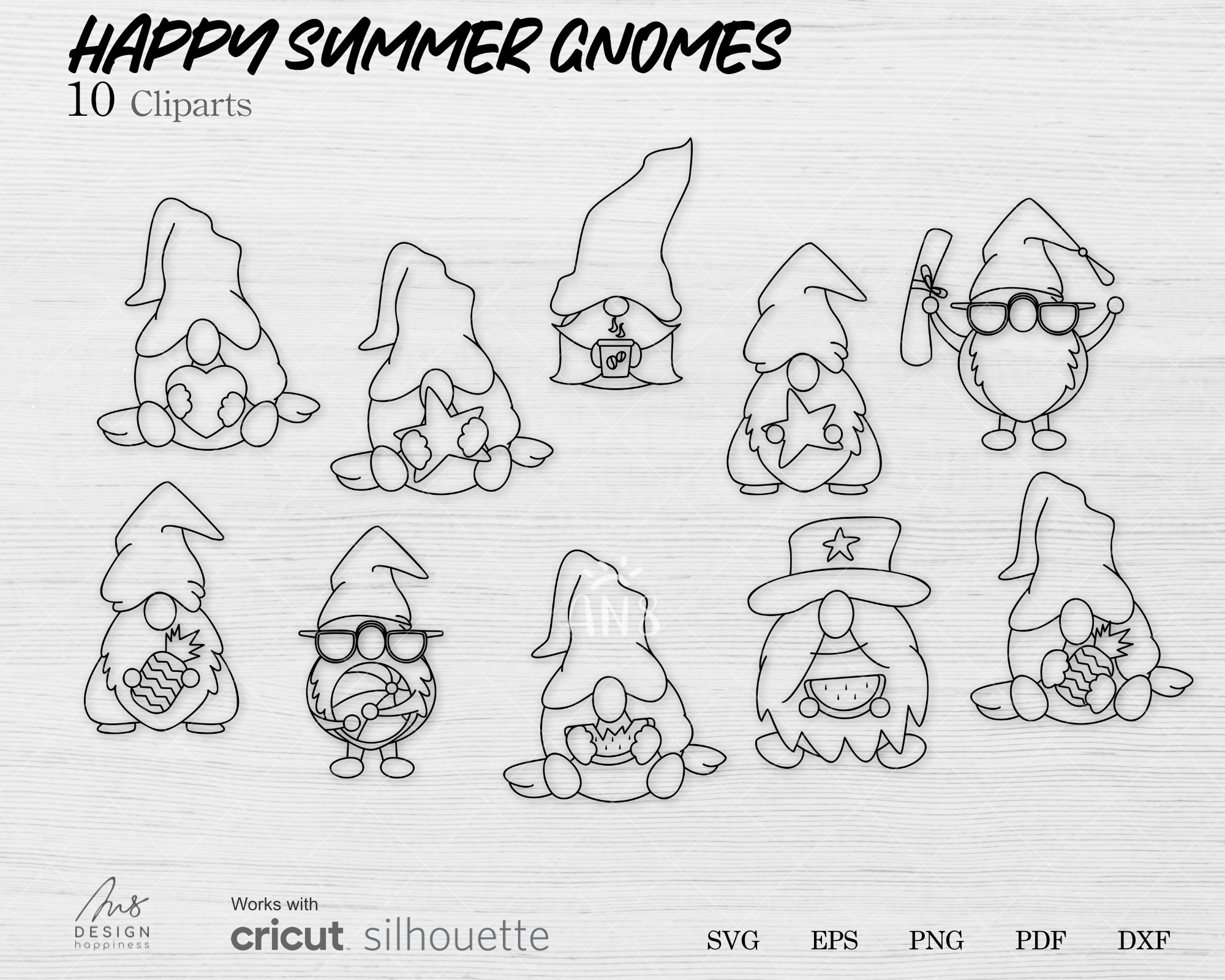 10 Hand Drawn Summer Gnomes SVG Graduate Gnomes SVG PNG - Etsy