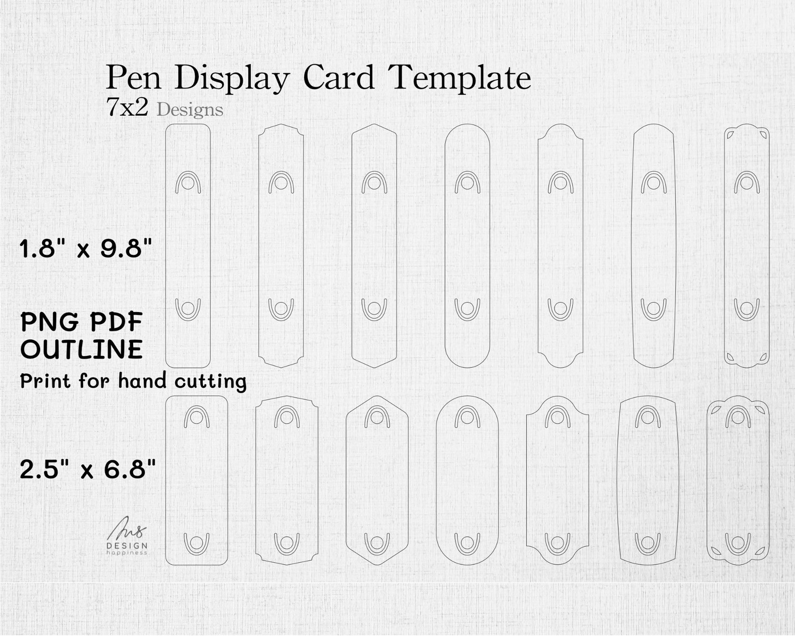 Epoxy Glitter Pen Display Card Template SVG, 14 Designs SVG, 1.8″x9.8 ...