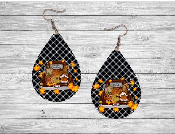 Fall Sublimation PNG Earring Template Instant Download | Etsy