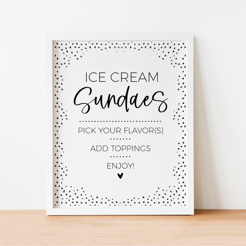 Ice Cream Sundae Bar Sign for Modern Minimalist Birthday Party, Bridal ...
