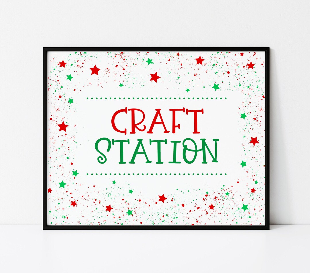 Craft Station Sign for Christmas Party, Arts and Crafts Holiday Party ...