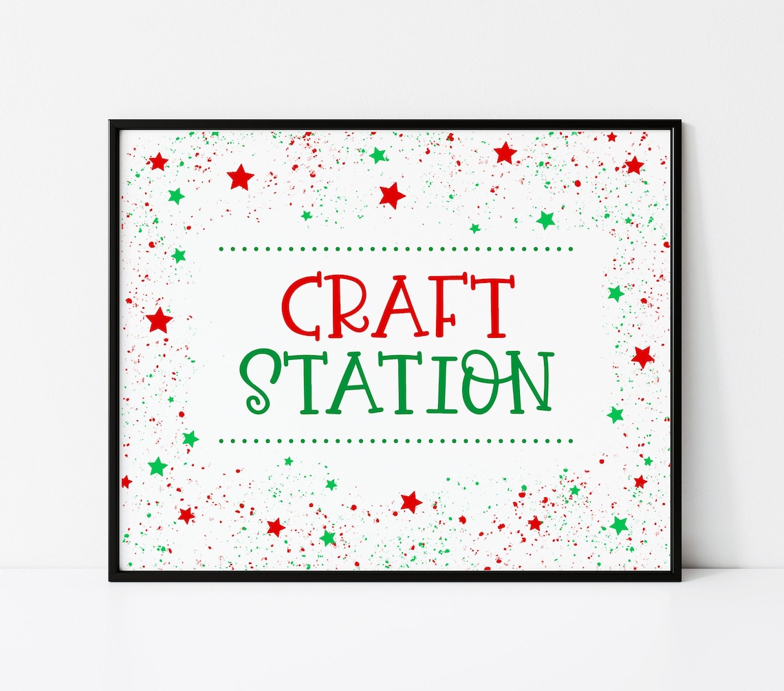 Craft Station Sign for Christmas Party, Arts and Crafts Holiday Party ...