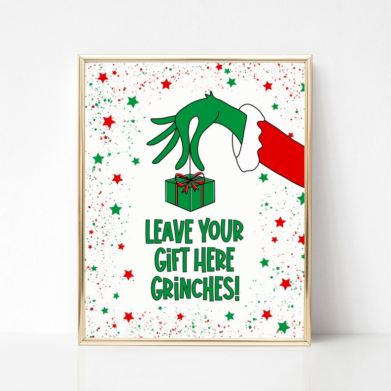 Secret Santa Sign, White Elephant Gift Exchange, Leave Your Gift Here ...