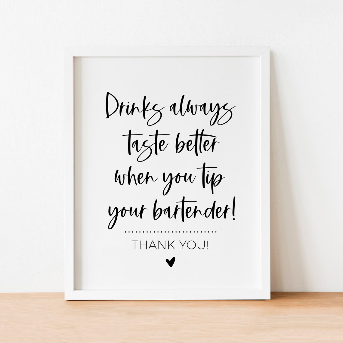 Bartender Tip Jar Sign for Wedding, Anniversary, Birthday Party, Open ...