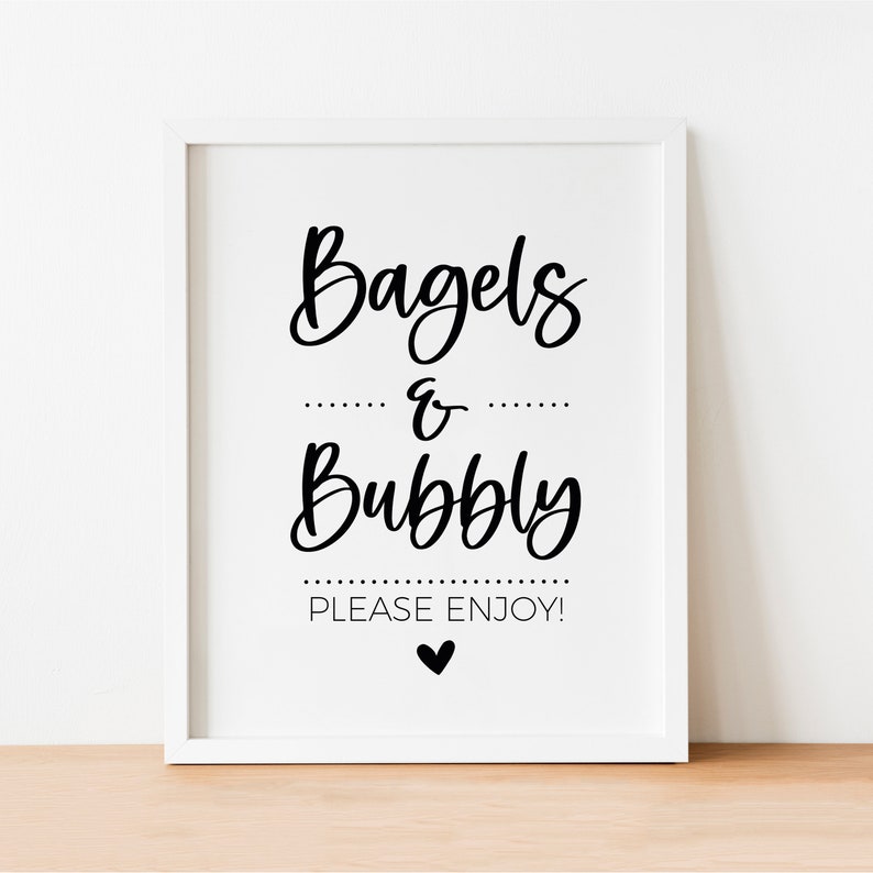 Bagels and Bubbly Bar Sign, Brunch Food Sign, Minimalist, Modern ...
