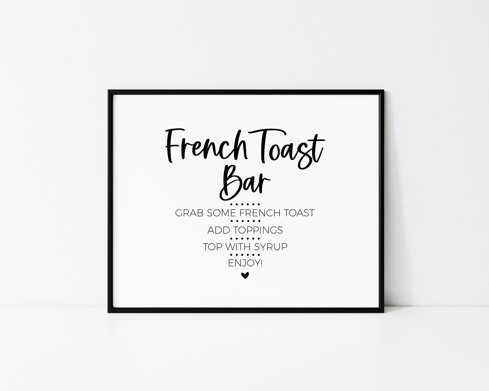 French Toast Bar Sign, Breakfast Party Food Station, Modern Minimalist ...