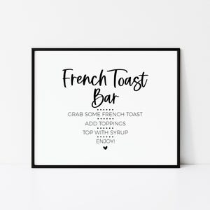 French Toast Bar Sign, Breakfast Party Food Station, Modern Minimalist ...