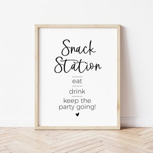 Snack Station Sign, Late Night Snack Food Bar, Sweets & Treats, Party ...
