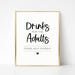 Adult Drinks Sign for Modern Minimalist Graduation Party, Bridal Shower ...