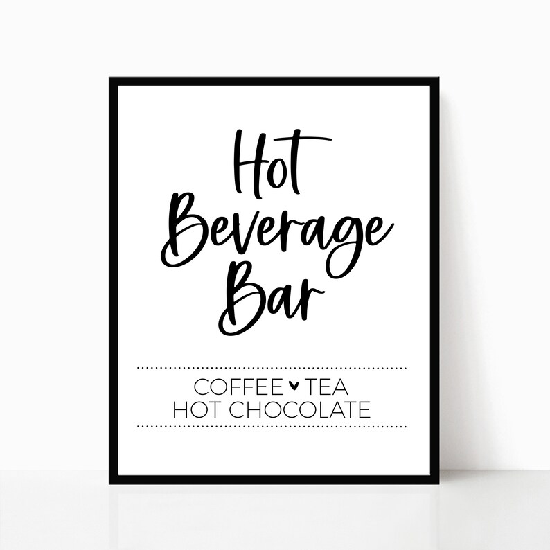 Hot Beverage Bar Sign Drink Station Coffee Tea Hot Chocolate - Etsy