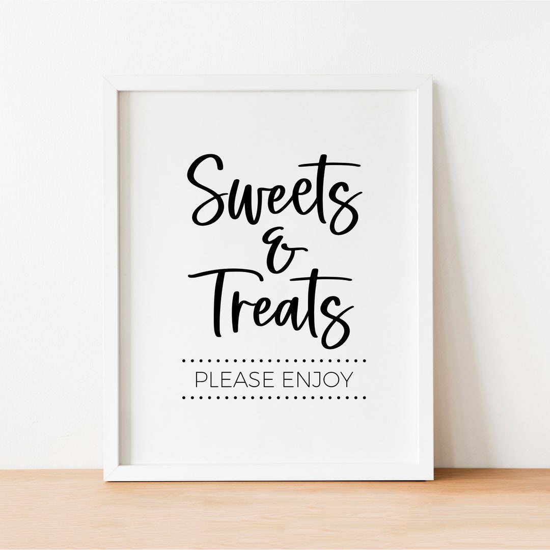 Sweets and Treats Sign for Modern Minimalist Birthday Party, Dessert ...